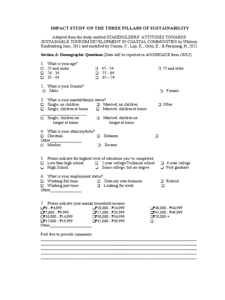 Questionnaire - Uno Final | PDF | Cost Of Living | Tourism