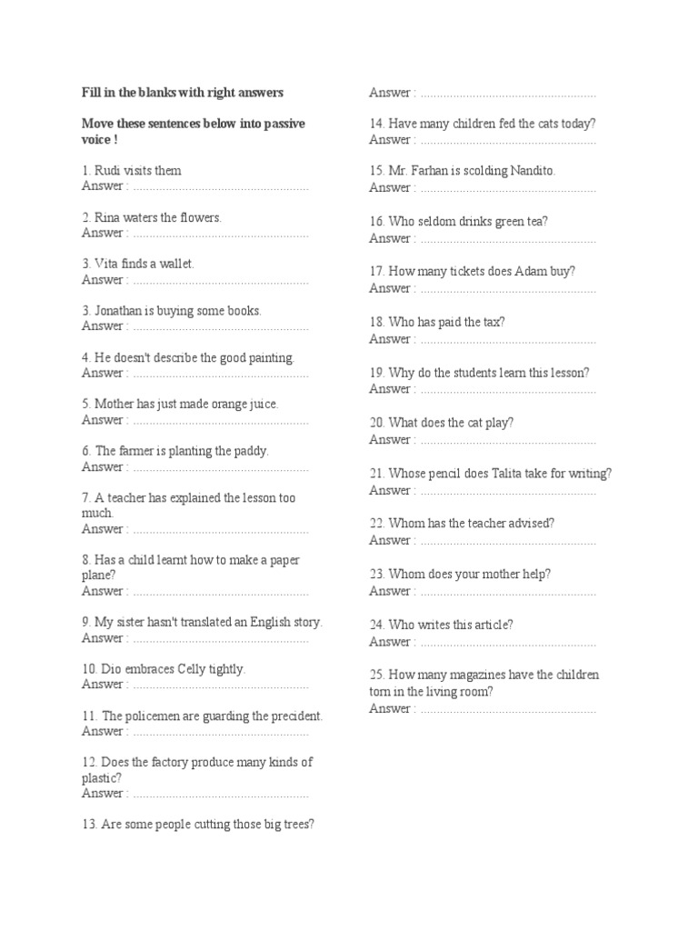 Soal Passive Voice Essay | PDF