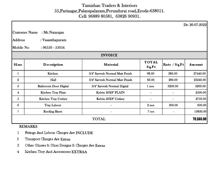 MR - Natarajan Invoice | PDF