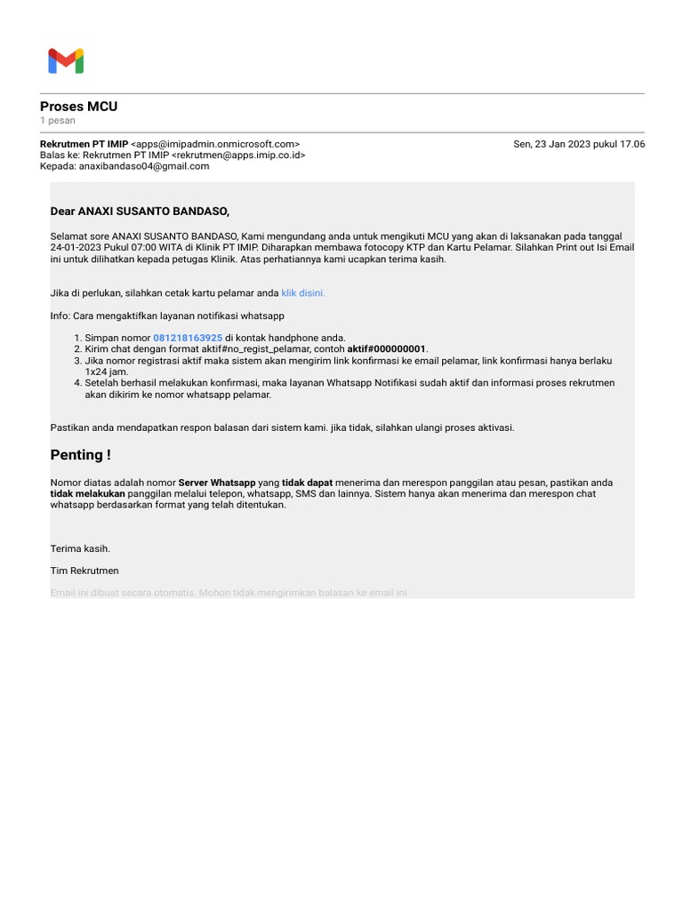 Gmail - Proses MCU | PDF