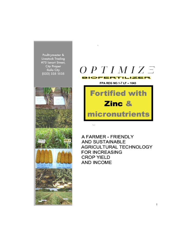 OPTIMIZE Brochure With Zinc | PDF | Rice | Seed