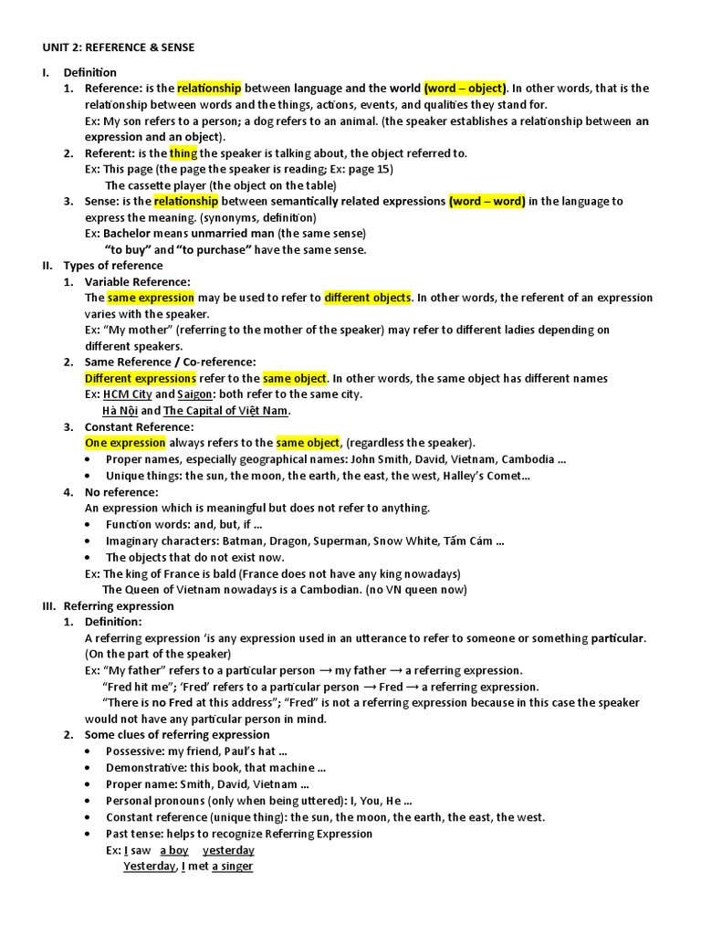 Unit 2 Semantics Pdf Linguistics Grammar