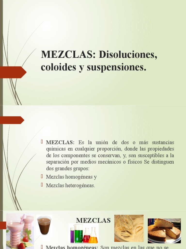 4 MEZCLAS Disoluciones, Suspensiones y Coloides | PDF | Mezcla | Coloide