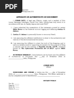 Sample - Affidavit of Authentication | PDF | Affidavit | Civil Law (Common Law)