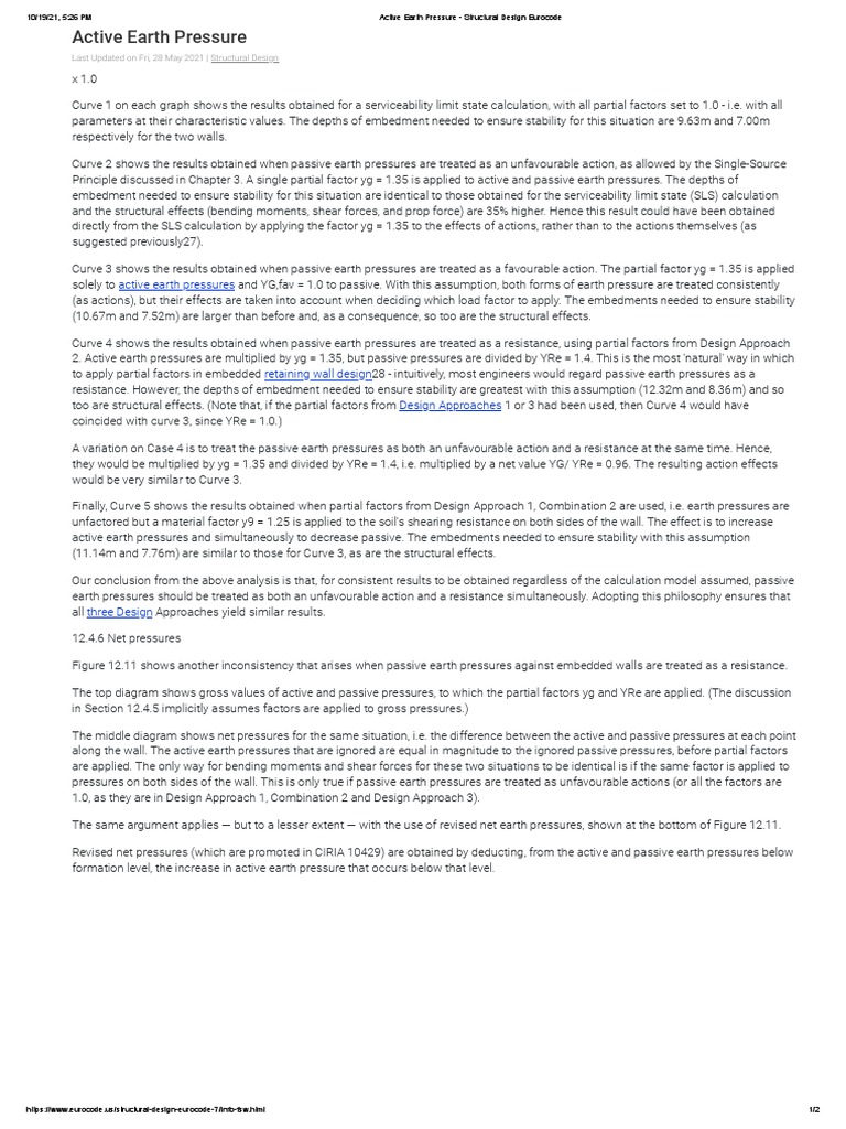 Active Earth Pressure - Structural Design Eurocode | PDF | Pressure ...