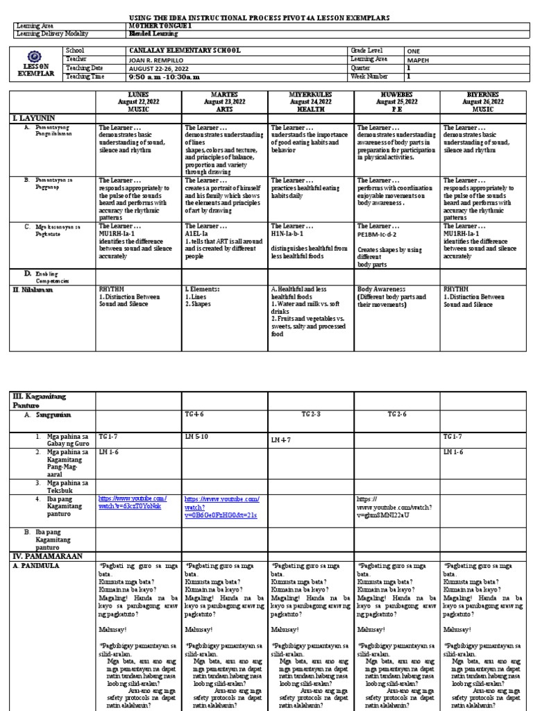 Mapeh - Week 1 | PDF | Rhythm | Learning