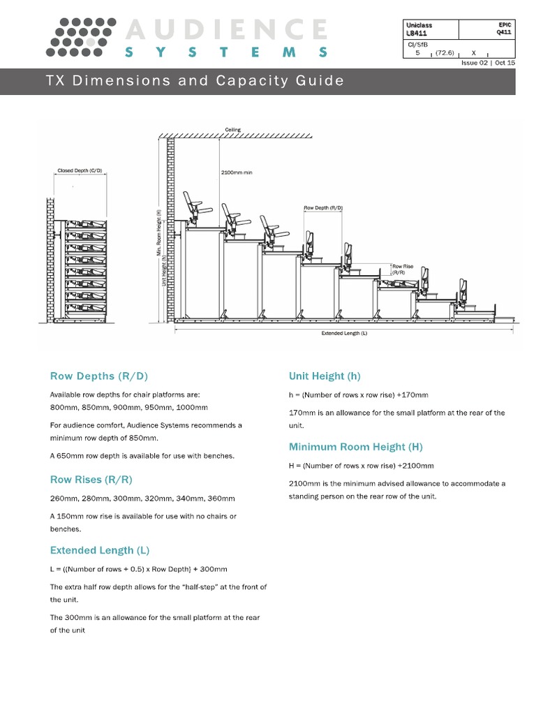 Auditorium TX - Dimensions - and - Capacity - Guide | PDF | Length