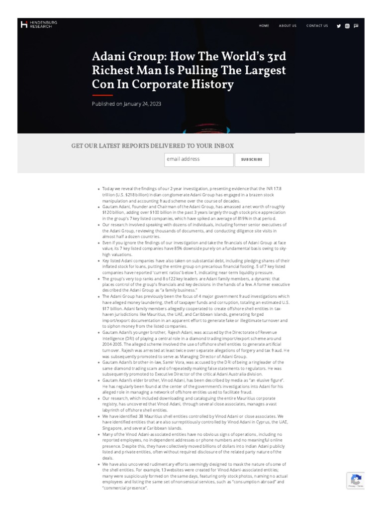 Hindenburgresearch Com Adani | PDF | Stocks | Loans