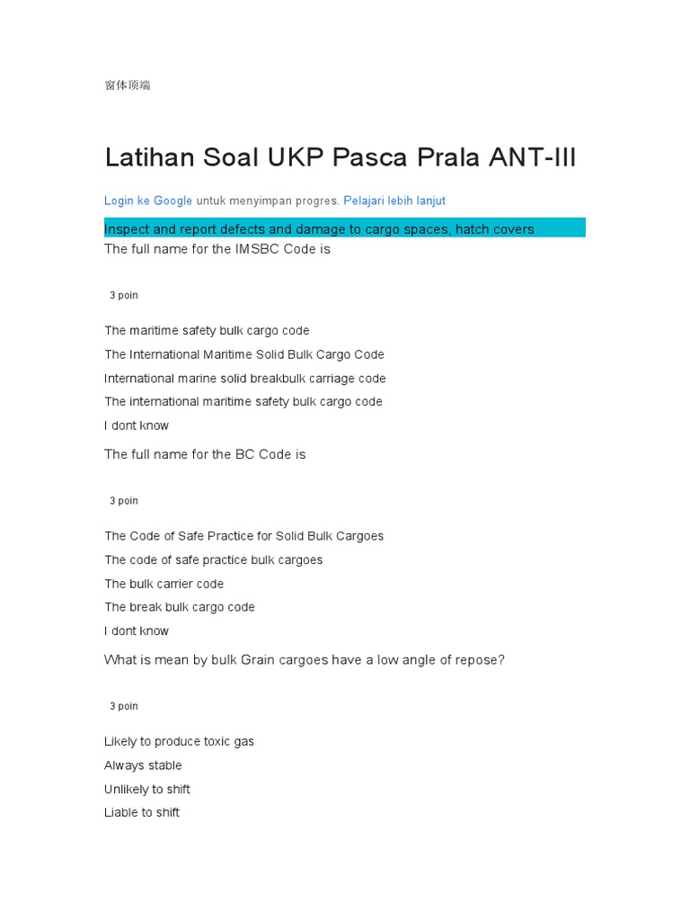 Inspecting Cargo Spaces and Hatch Covers: A Study Guide for Bulk ...