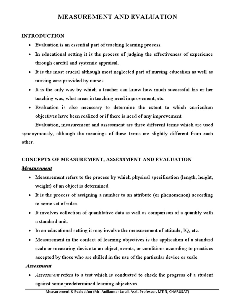 Unit. 4 - Measurement and Evaluation | PDF | Educational Assessment ...