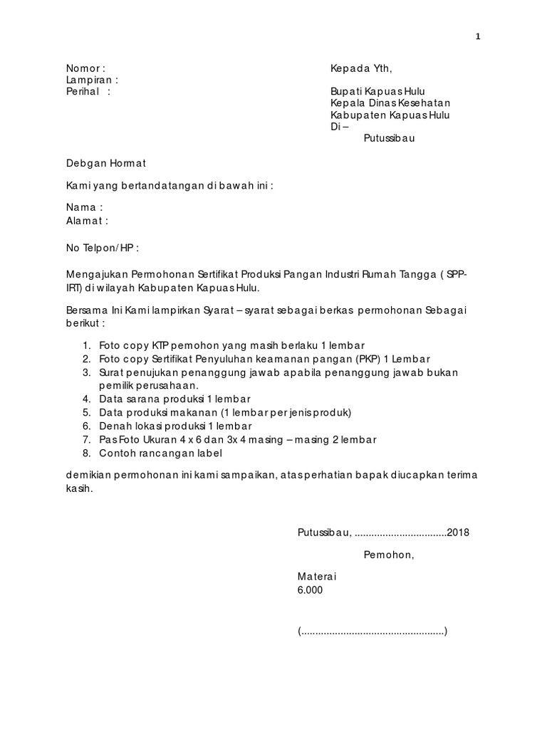 Permohonan P-Irt | PDF