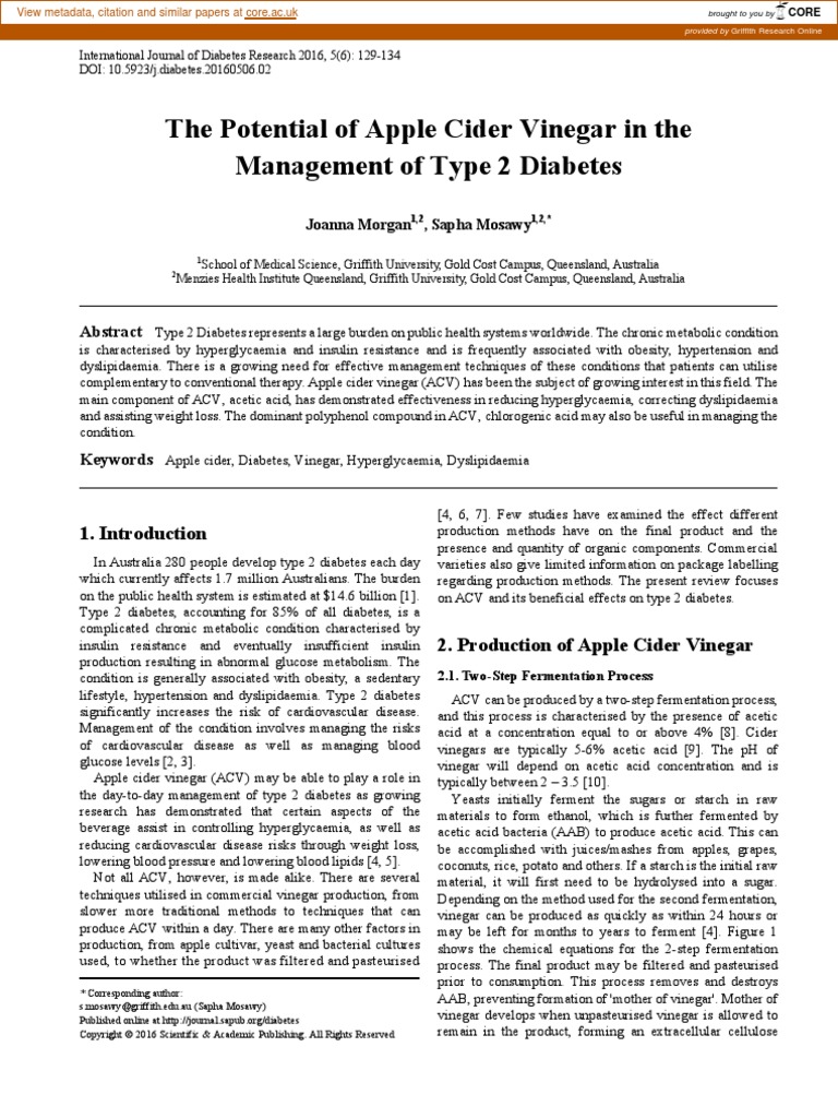 The Potential of Apple Cider Vinegar in The Management of Type 2 ...