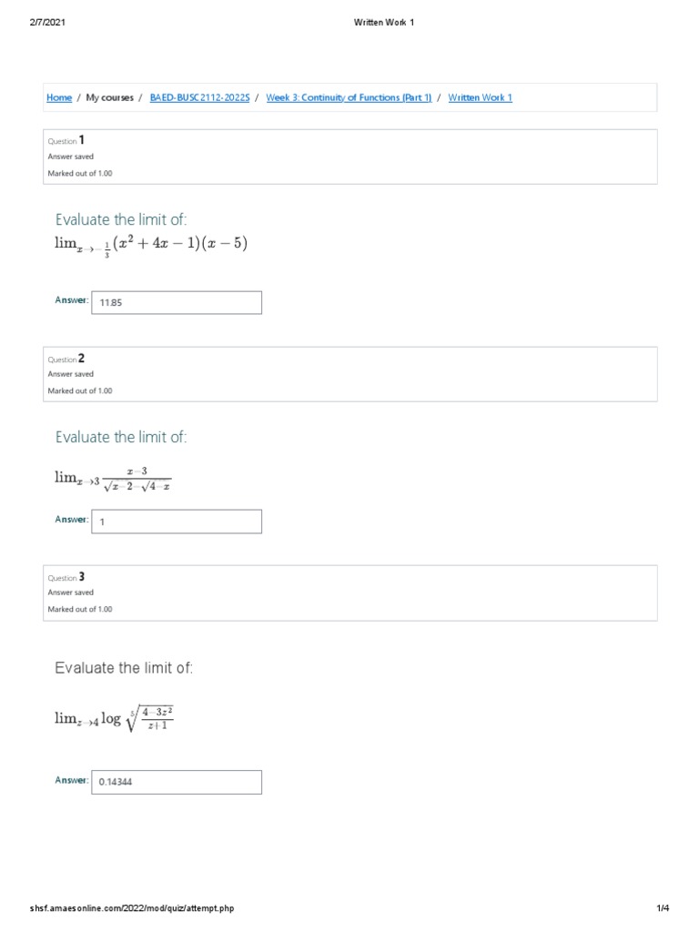 BUSC2112 Basic Calculus WEEK 1 and WEEK 9 | PDF | Function (Mathematics) | Continuous Function