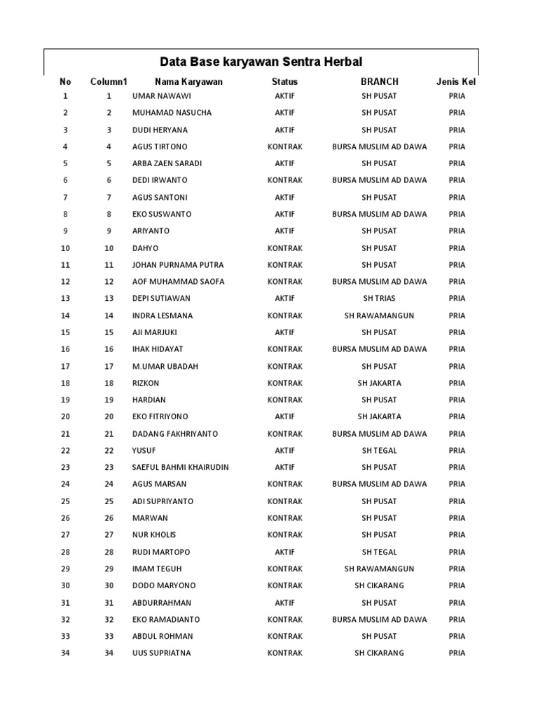 Data Kariyawan BLM Fix | PDF