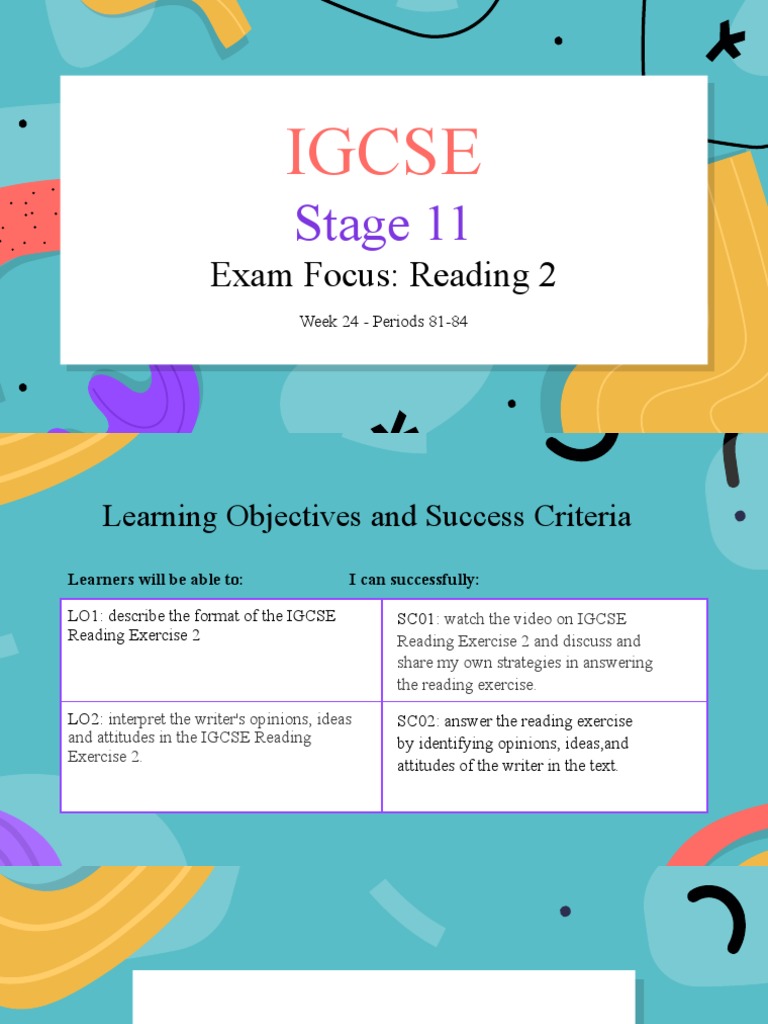 Igcse: Stage 11 | PDF | Reading Comprehension | Linguistics