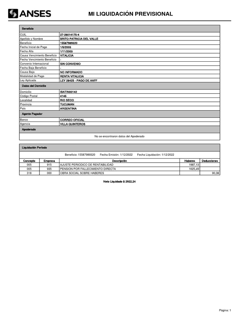 ANSES Mi Liquidacion Previsional20230125 | PDF