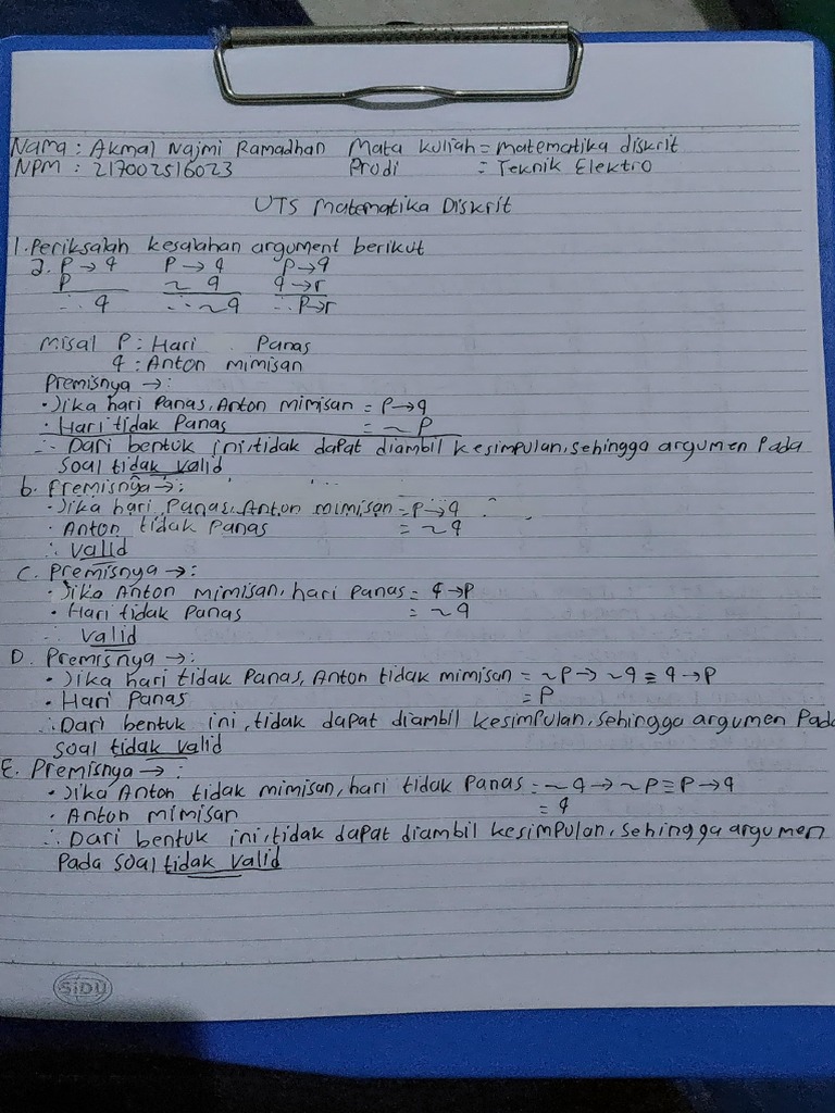 UTS Matematika Diskrit Akmal Najmi R | PDF