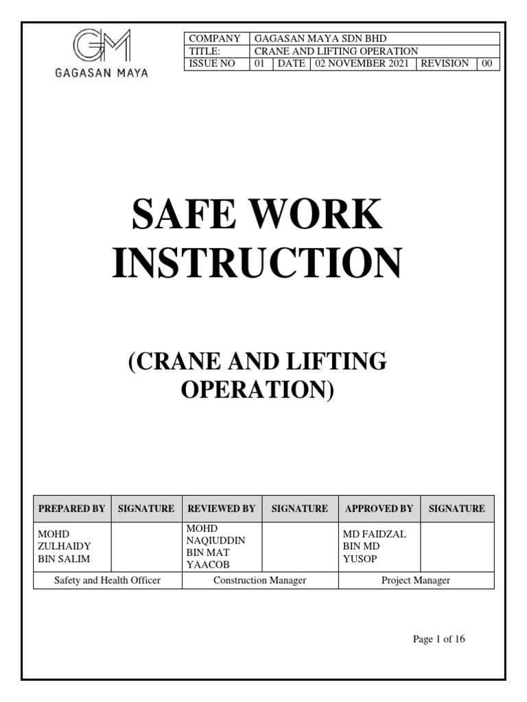 GMSB - Level 3 - SWI - 006 - Crane and Lifting Work | PDF | Crane (Machine) | Elevator