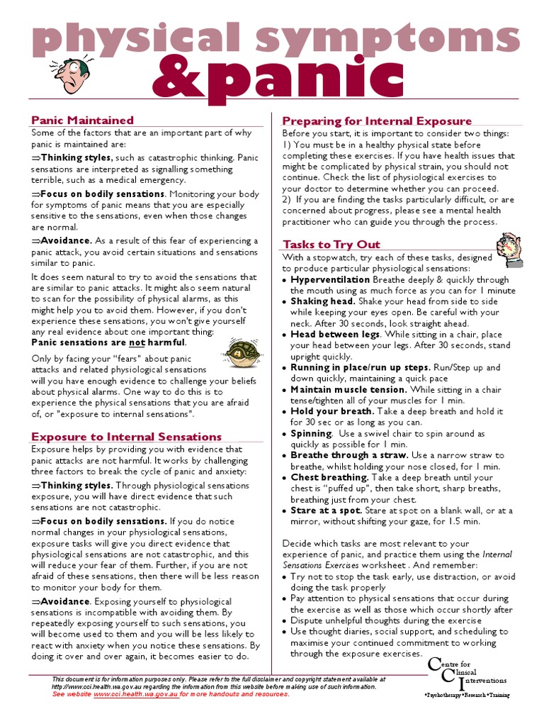 Panic Information Sheet - 08 - Physical Symptons and Panic | PDF ...