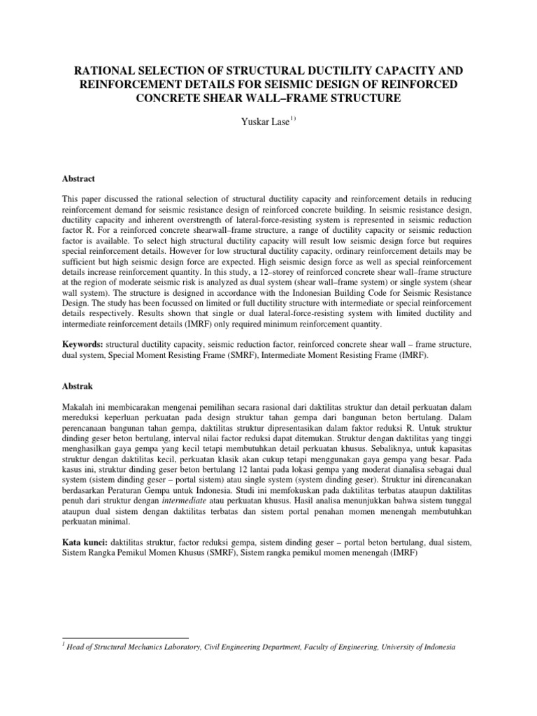 Rational Selection of Structural Ductility Capacity and Reinforcement ...