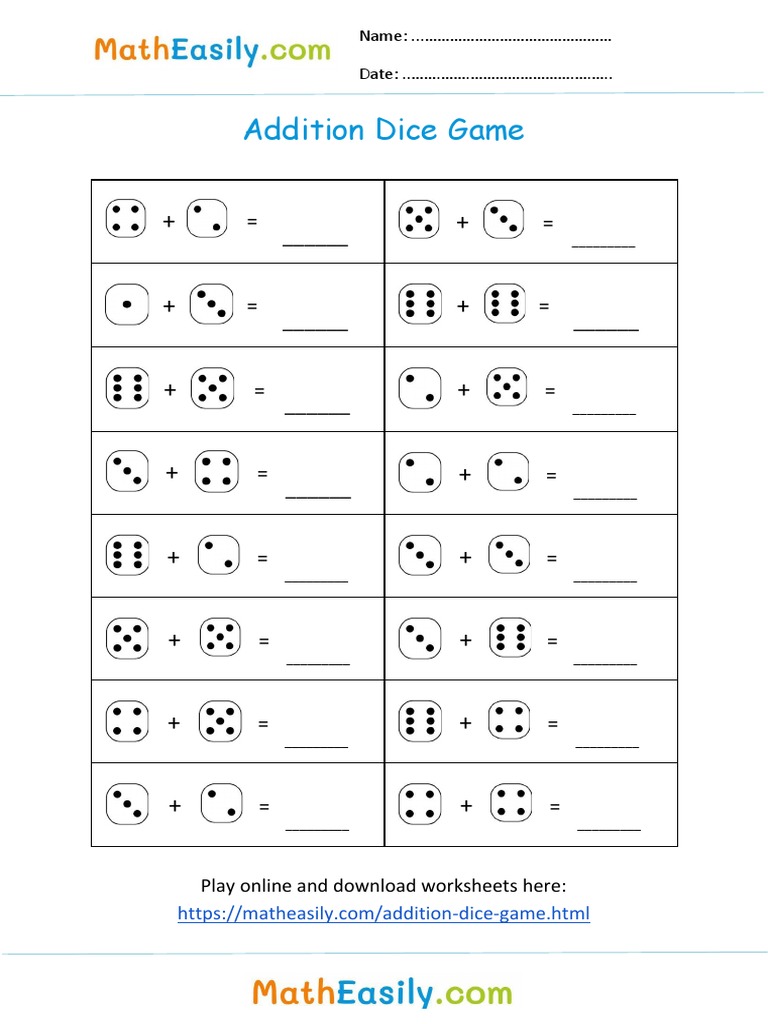 Addition Dice Game | PDF