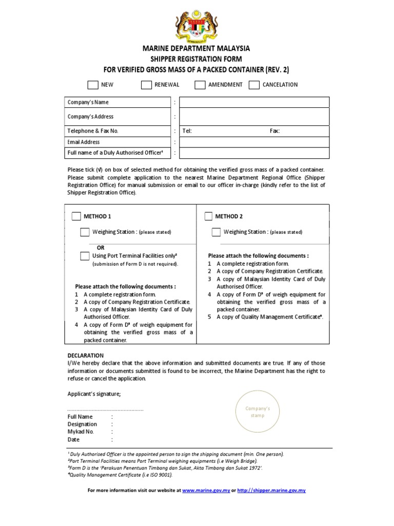 Shipper Registration for VGM in Malaysia | PDF | Access Control ...