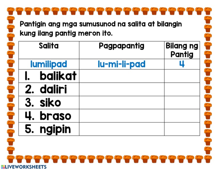 Balikat 2. Daliri 3. Siko 4. Braso 5. Ngipin: Lumilipad Lu-Mi-Li-Pad 4 ...