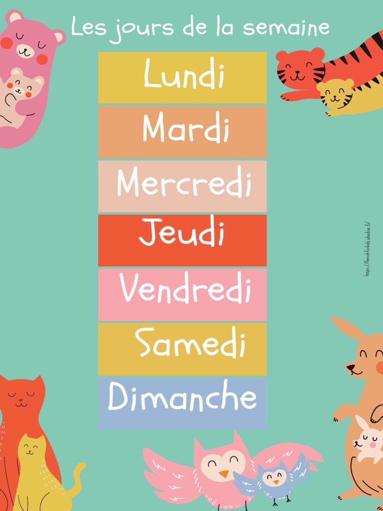Affiches Jours Semaine Mois Annee 1 | PDF | Études des langues étrangères