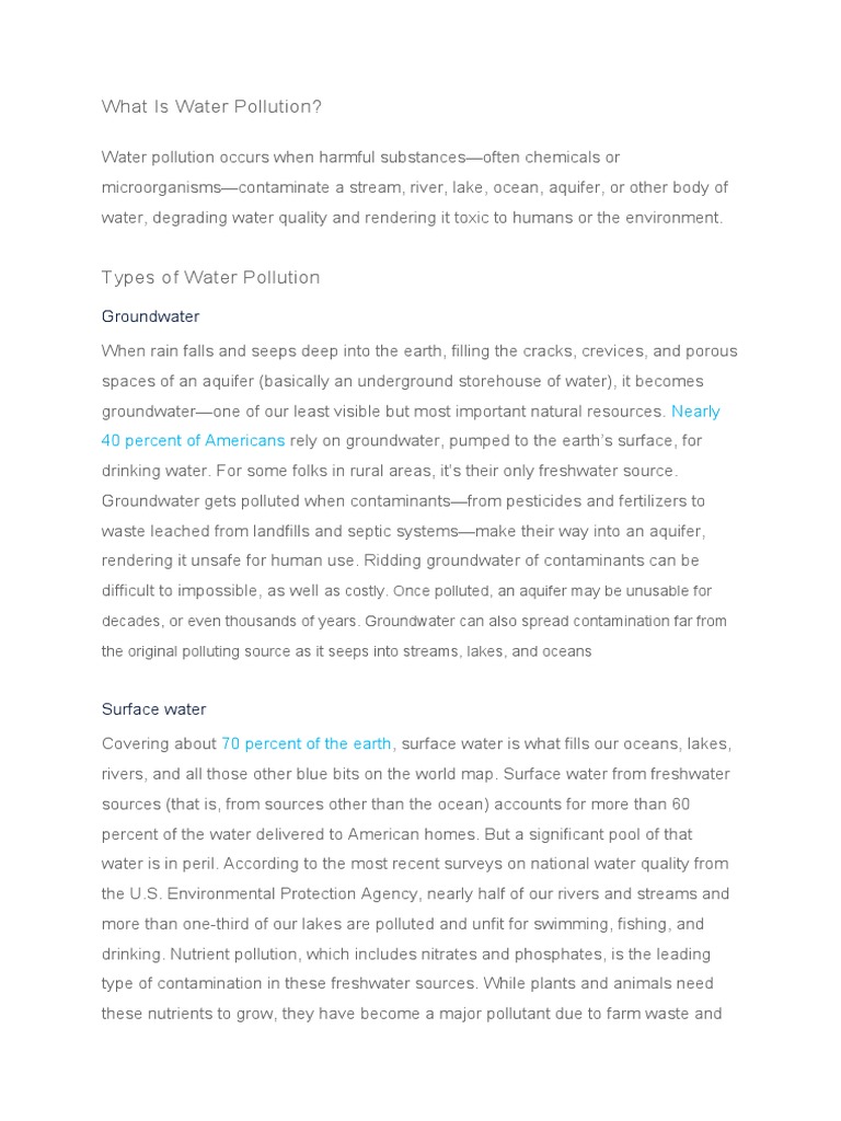 What Is Water Pollution | PDF | Water Pollution | Groundwater