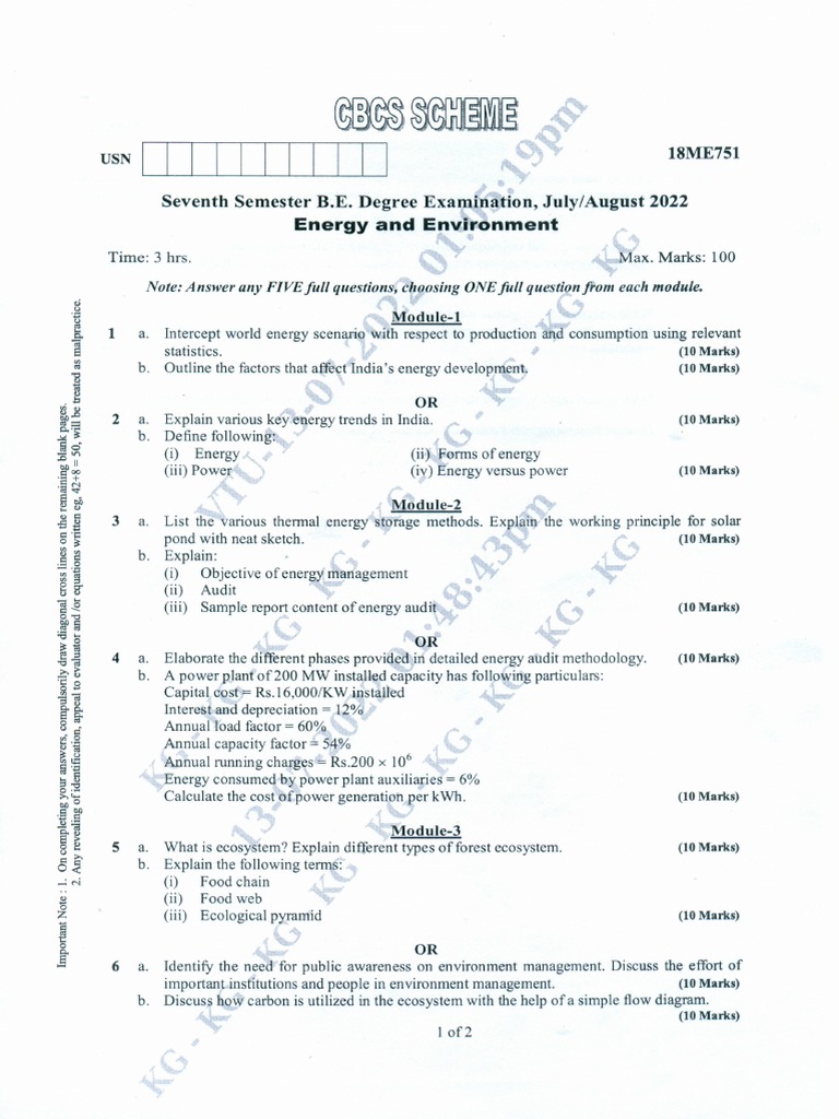Aug 2022 - 18ME751 | PDF | Natural Environment | Ecosystem