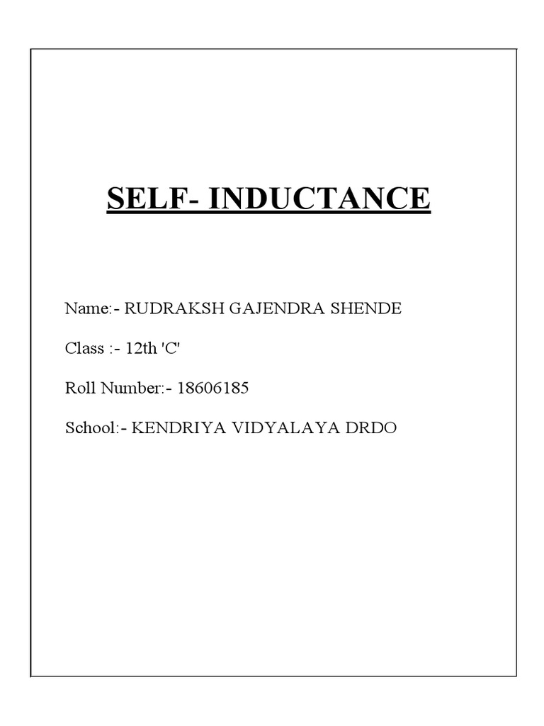 Proj Self Induction 4 PDF | PDF | Electromagnetic Induction | Inductor