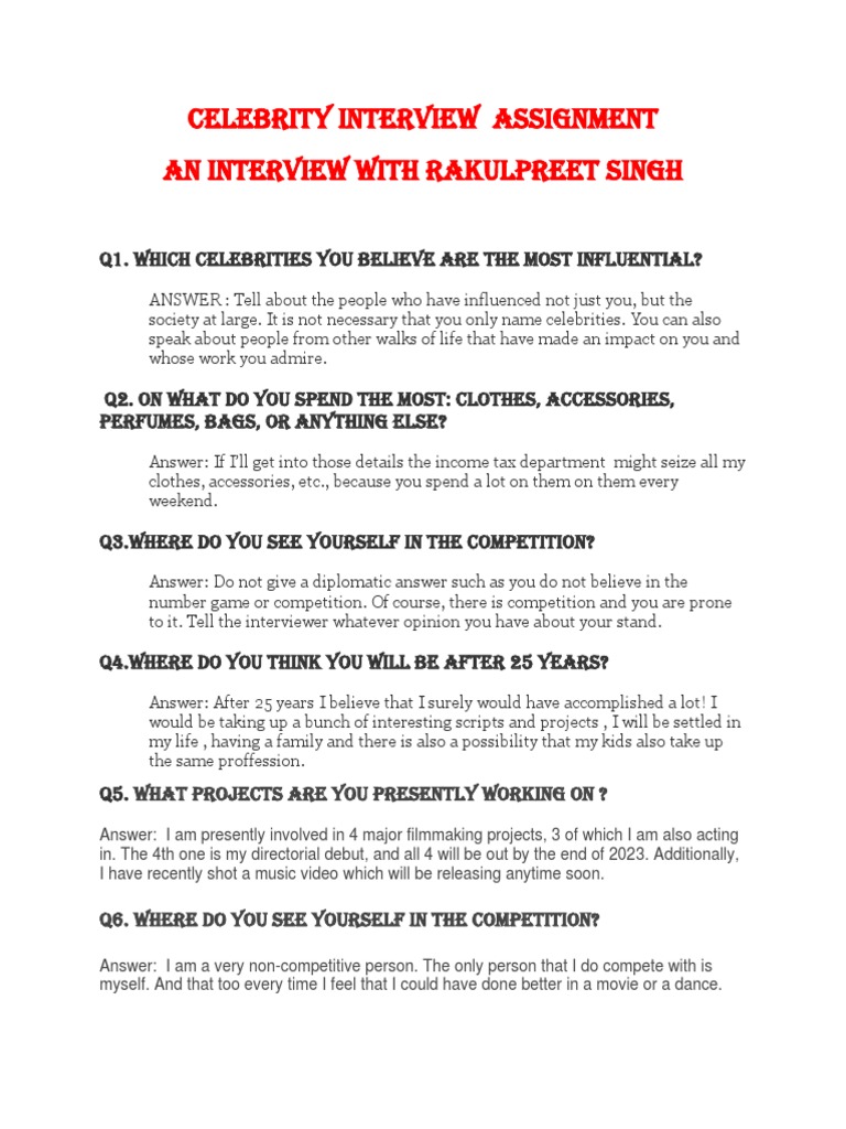 Celebrity Interview Assignment46 | PDF