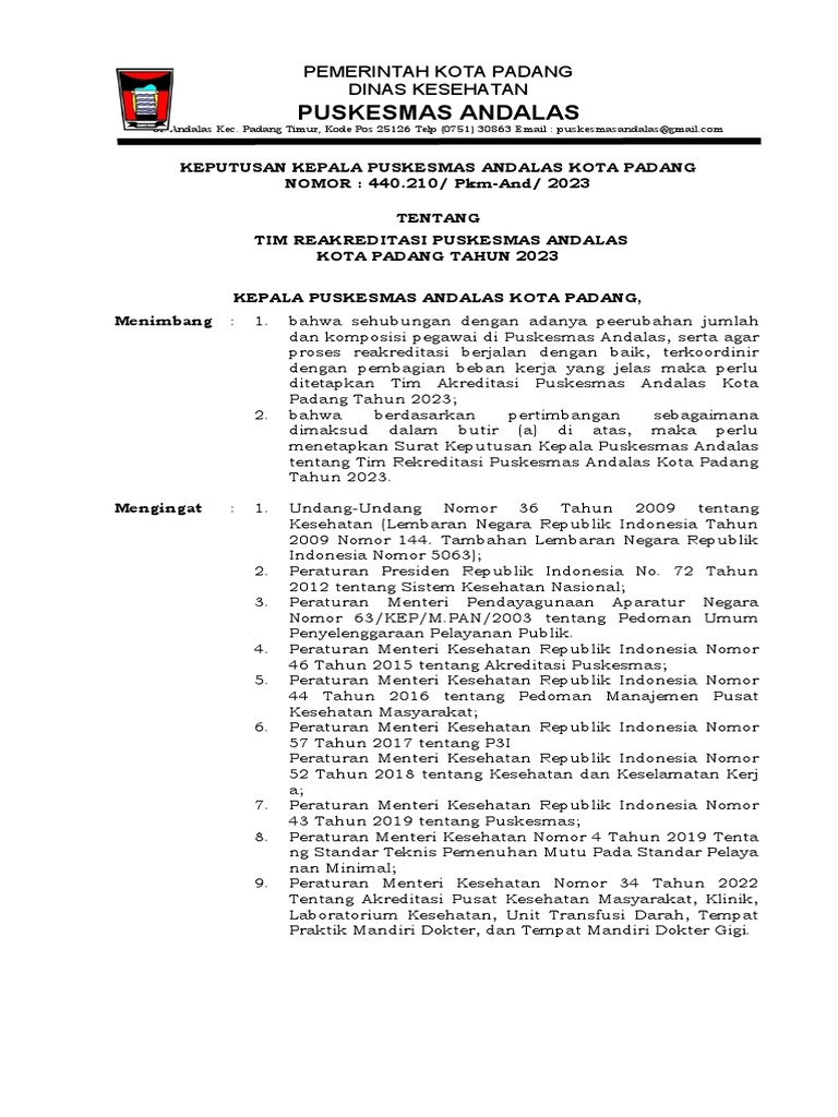 SK Tentang Penetapan Indikator Dan Target Kinerja (TBC) | PDF | Kesehatan Holistik