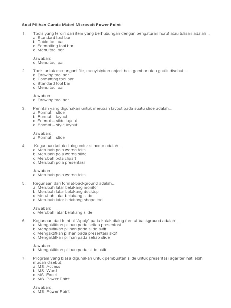 Soal Komputer Materi Powerpoint | PDF