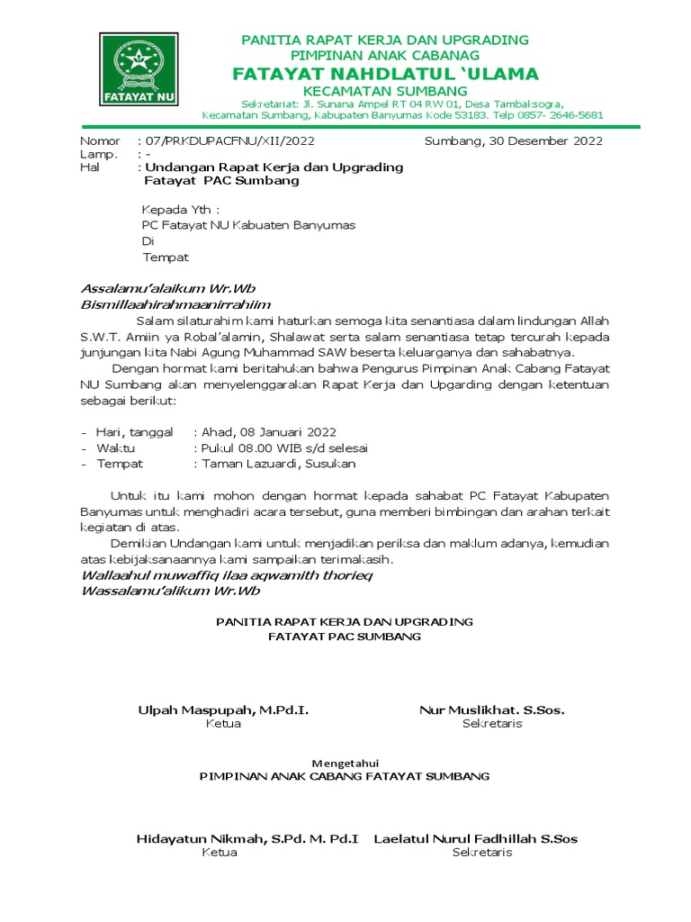 Undangan Raker Pac | PDF