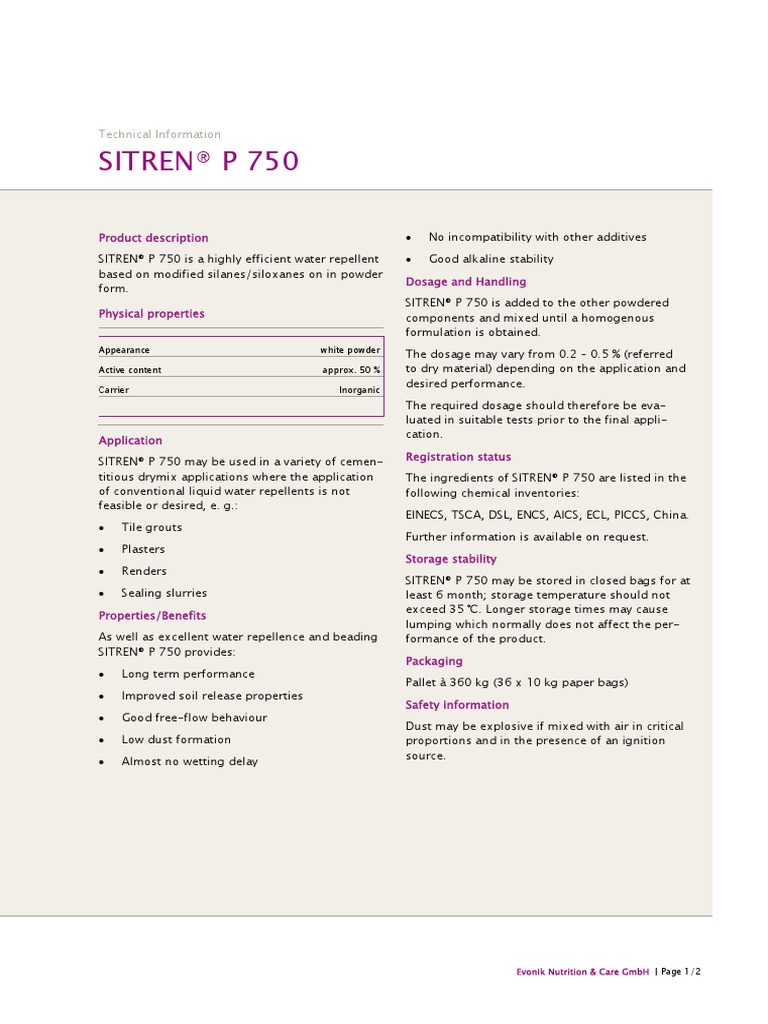 Sitren P 750 0715 en Oi Con | PDF | Water | Materials
