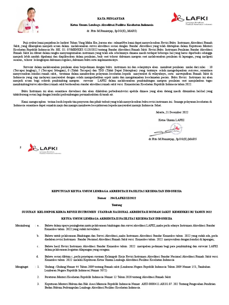 Revisi Instrumen LAFKI 2023 Rev 11 Januari | PDF