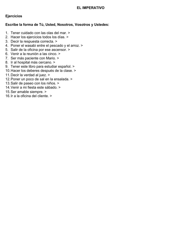 El Imperativo Irregular 1 | PDF