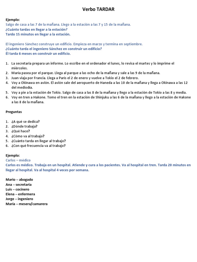 Verbo TARDAR | PDF