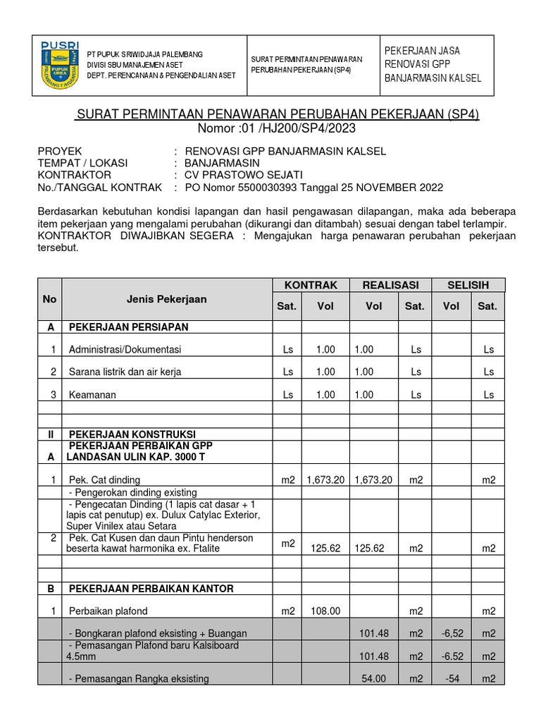 SP4 Surat Penawaran SP4 Banjarmasin Rev | PDF