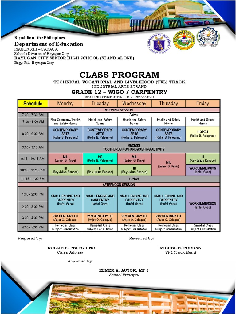 Unified Class Program Template SY 2022-2023 | PDF
