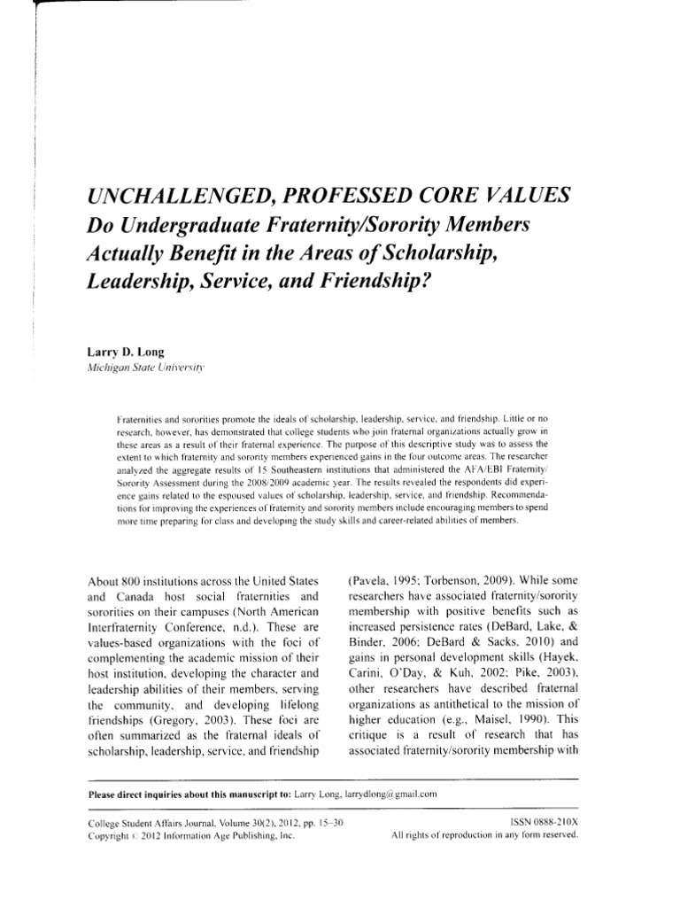 Unchallenged Professed Core Values Do Un | PDF