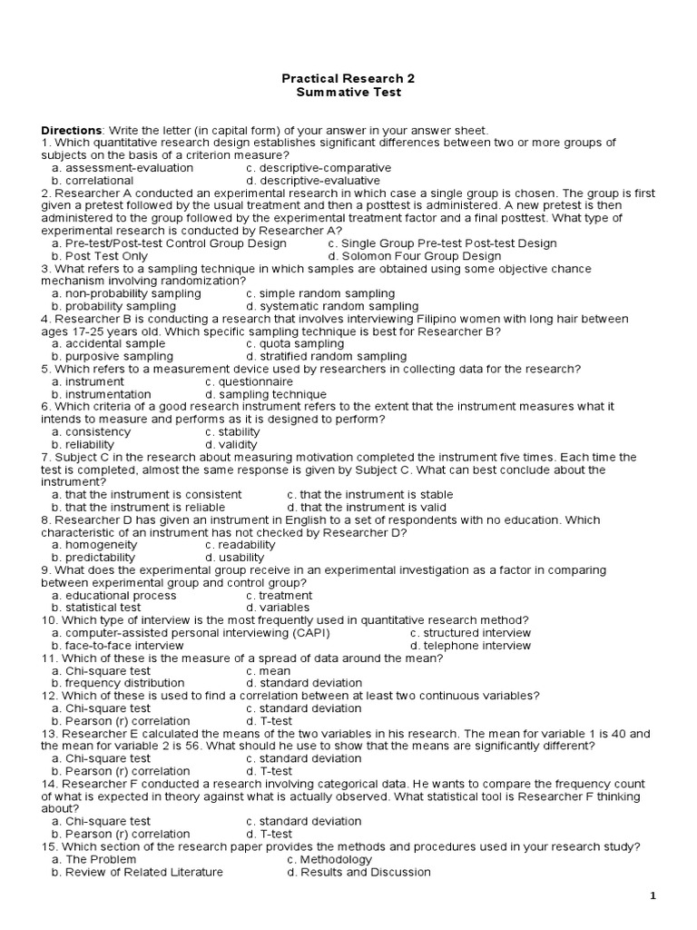 PR2 Summative Test | PDF | Sampling (Statistics) | Statistics
