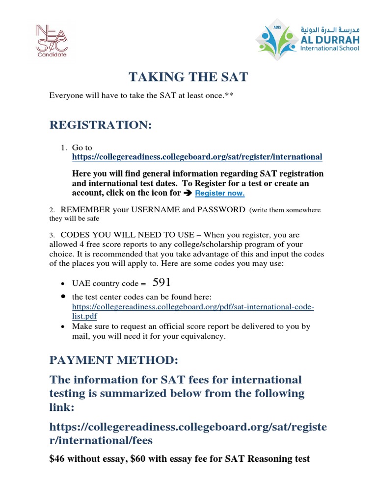SAT Info Sheet 2020 | PDF | Sat | Zip Code