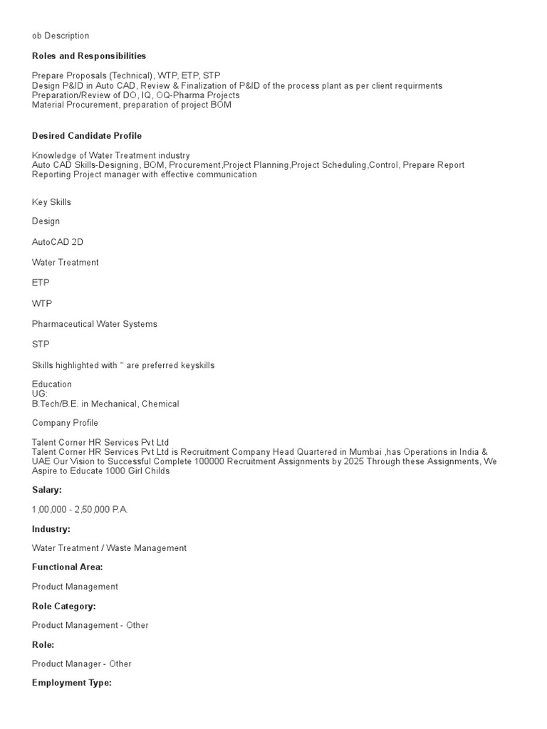 Proposal Engineer - Female | PDF