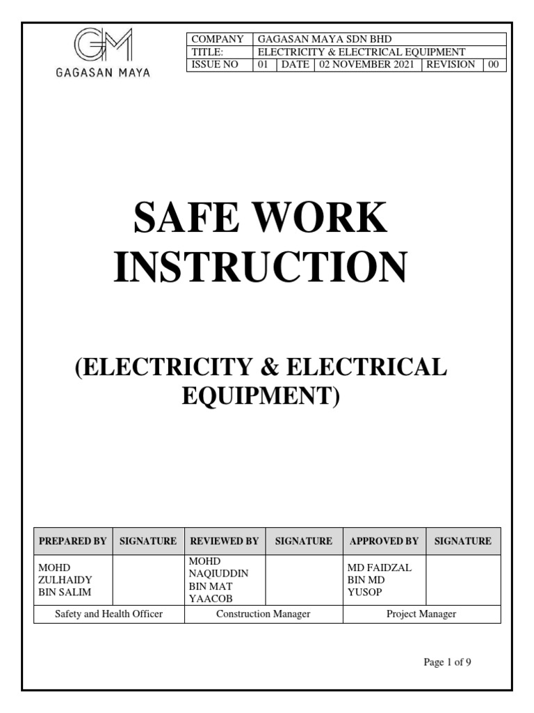 Safe Work Guide: Electrical Safety | PDF | Electrical Connector | Safety