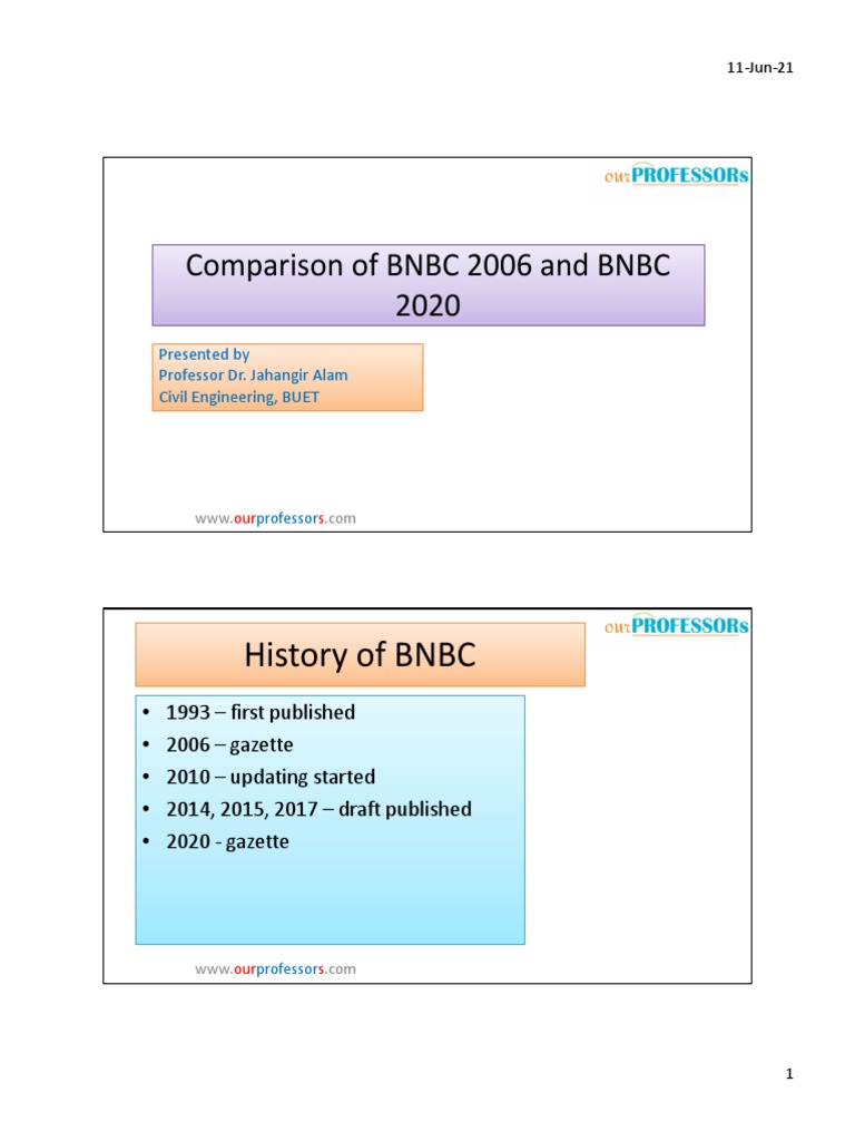 0.3 Comparison of BNBC 2006 and BNBC 2020 | PDF