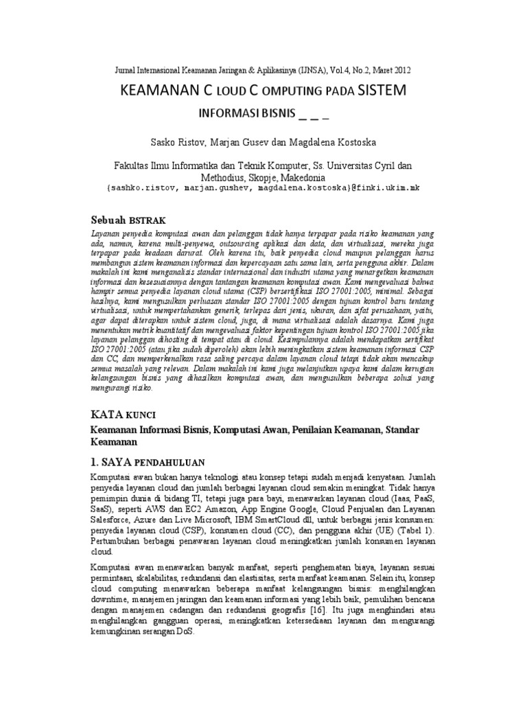 Keamanan Cloud Computing Pada Sistem Informasi Bisnis Pdf
