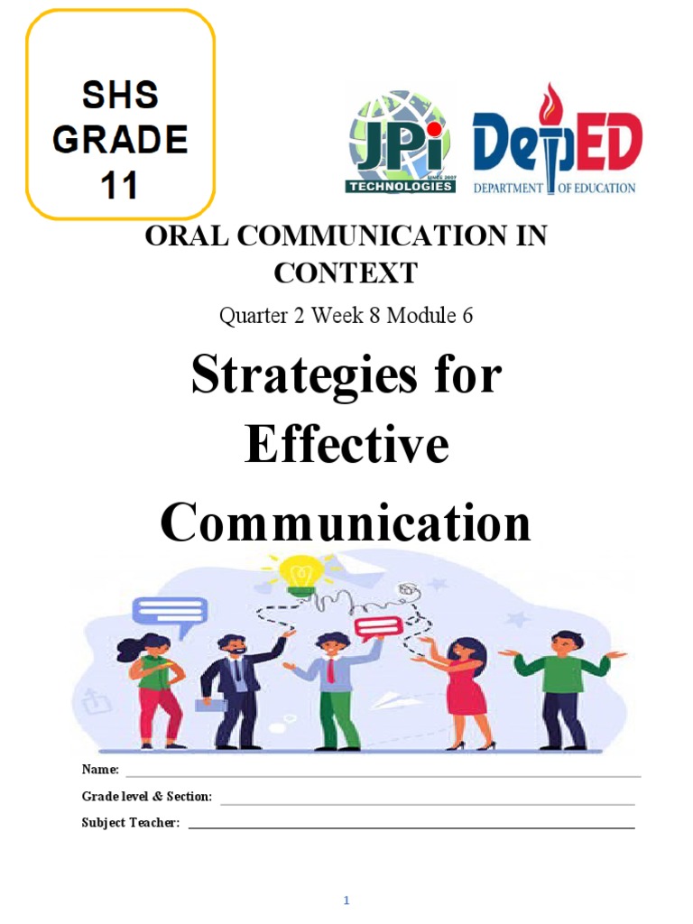 Strategies For Effective Communication: Oral Communication in Context ...