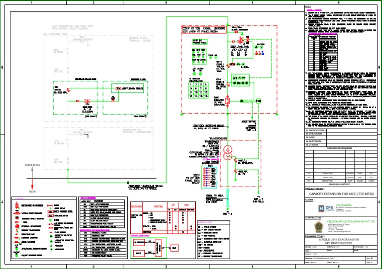 Dfe-B00-Ele-Dwg-Sld-001 - R0 - Single Line Diagram For MV Distribution | PDF
